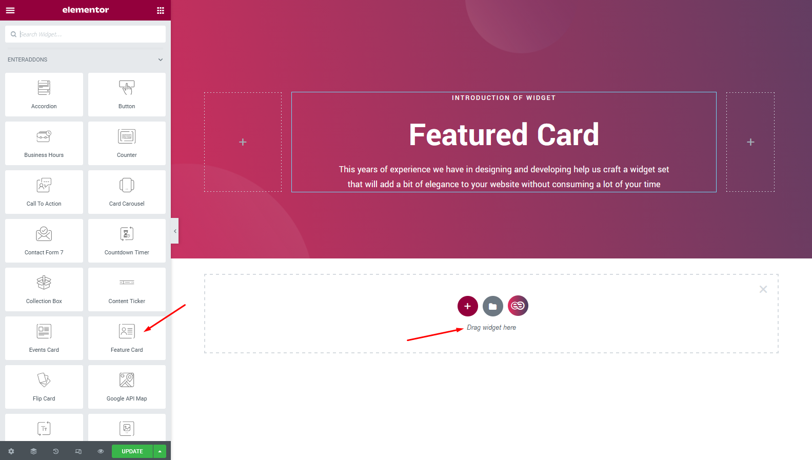 How To Use Featured Card Widget Of EnterAddons - Enter Addons
