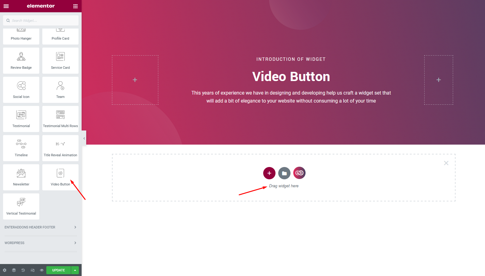 How To Use Video Button Widget Of EnterAddons - Enter Addons