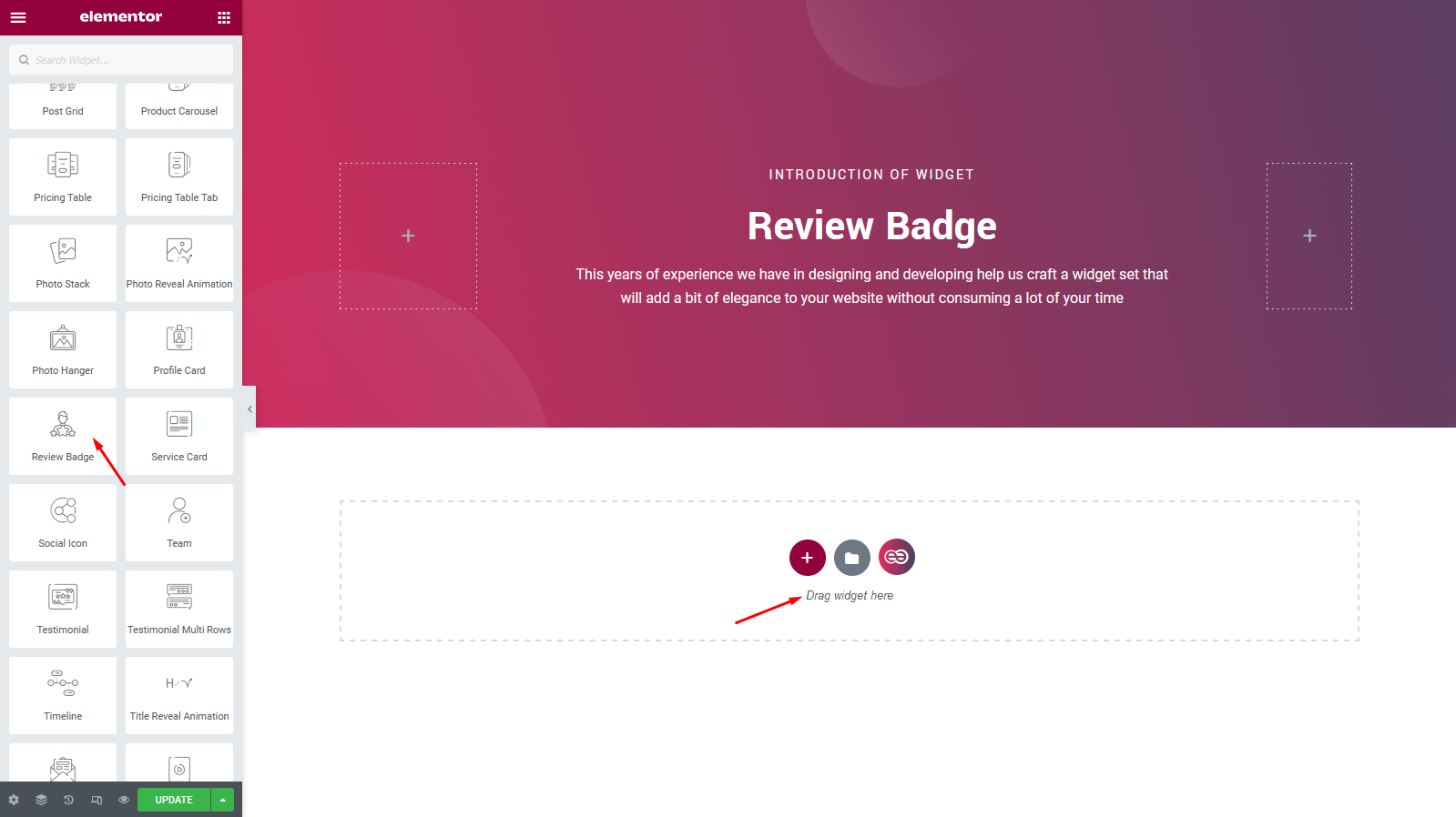 How To Use Review Badge Widget Of EnterAddons - Enter Addons