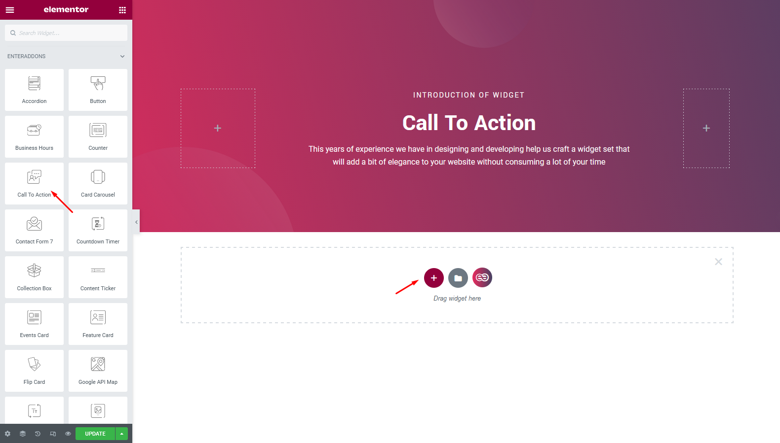 How To Use Call to action Widget Of EnterAddons - Enter Addons