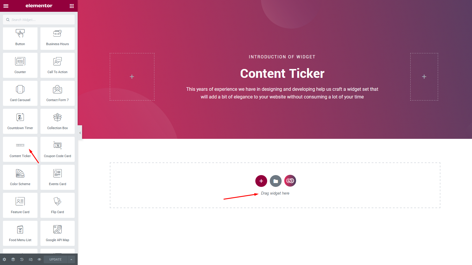 How To Use Content Ticker Widget Of EnterAddons - Enter Addons