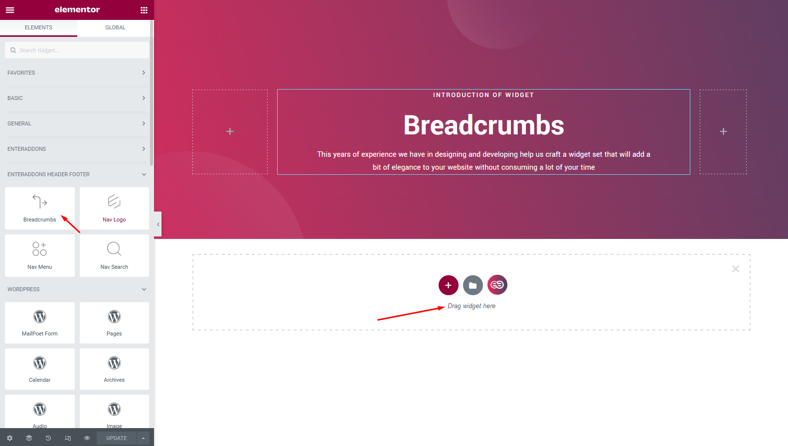How To Use Breadcrumbs Widget Of EnterAddons - Enter Addons