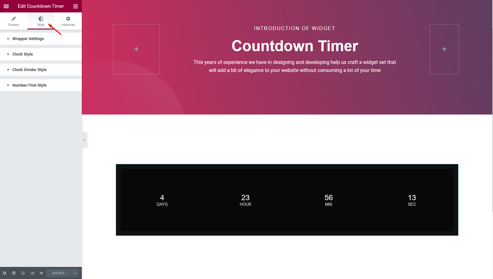 How To Use Countdown Timer Widget Of EnterAddons - Enter Addons