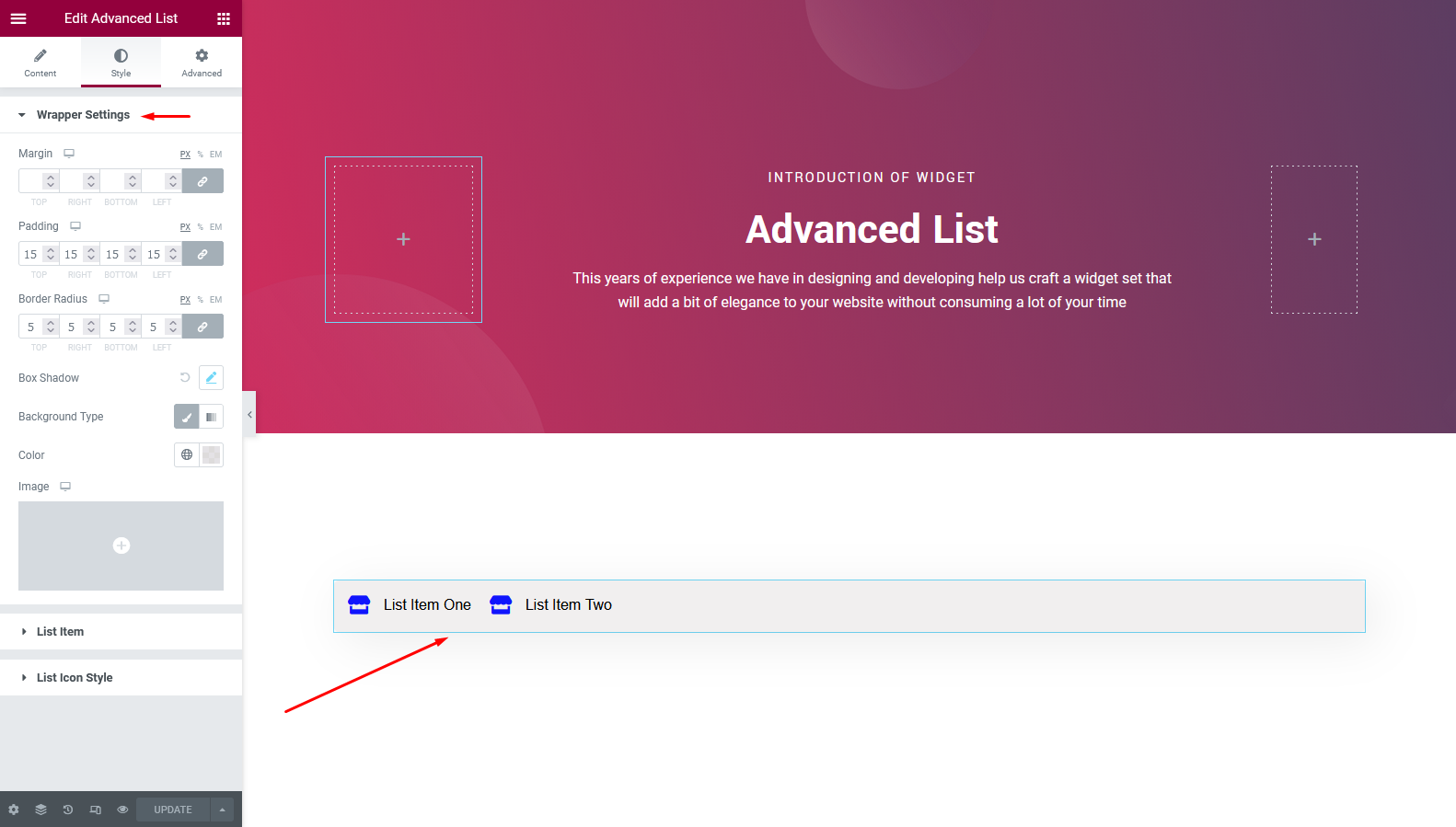 How To Use Advanced List Widget Of EnterAddons - Enter Addons
