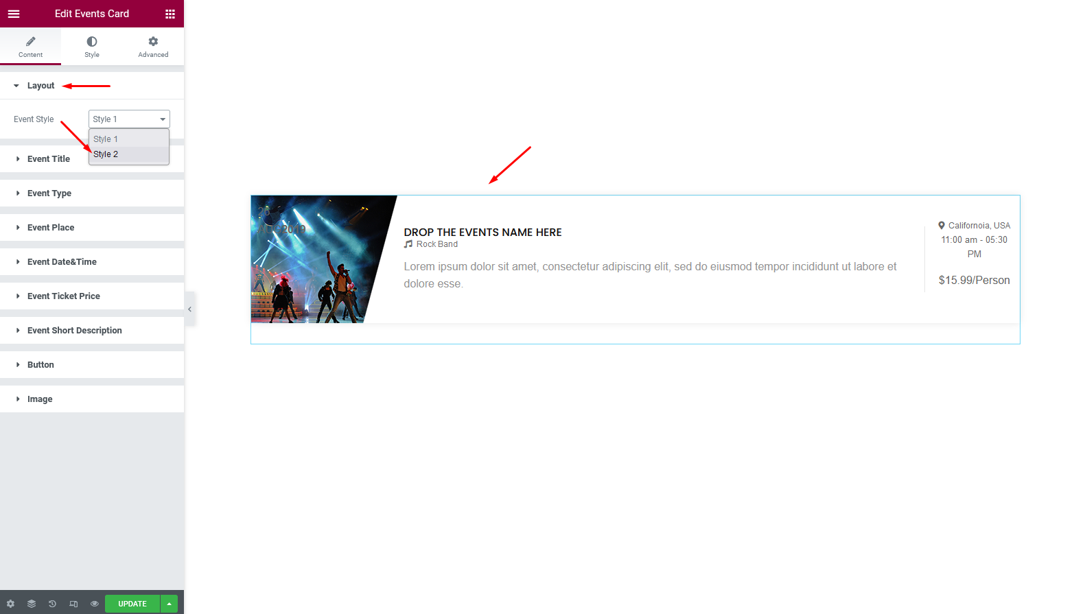 How To Use Events Card Widget Of EnterAddons - Enter Addons