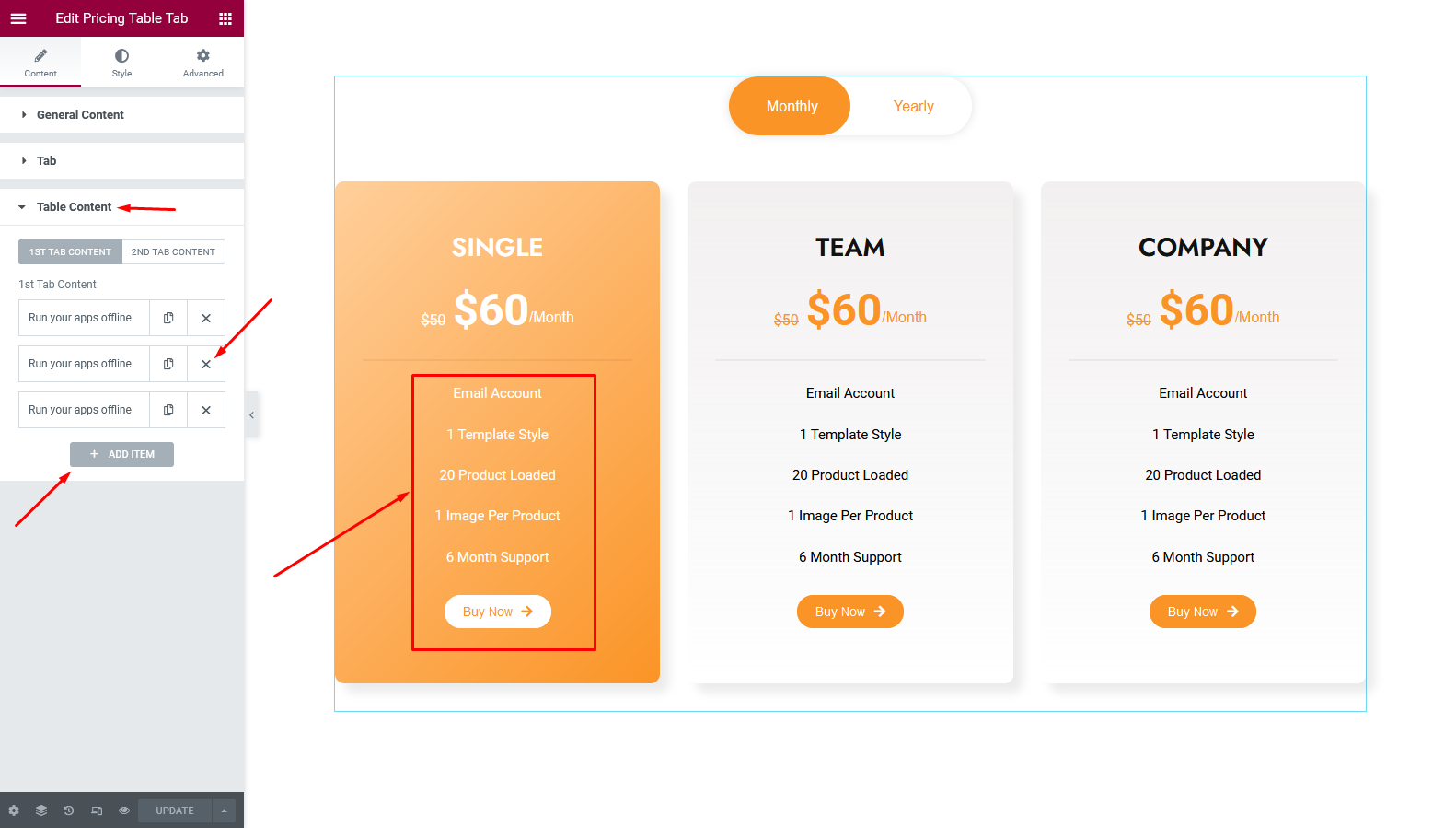 How To Use Pricing Table Tab Widget Of EnterAddons - Enter Addons