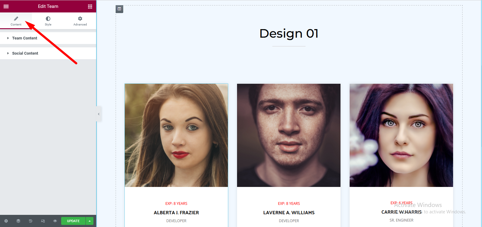 Team Widget - How To Use Team Widget Of Enter Addons - Enter Addons