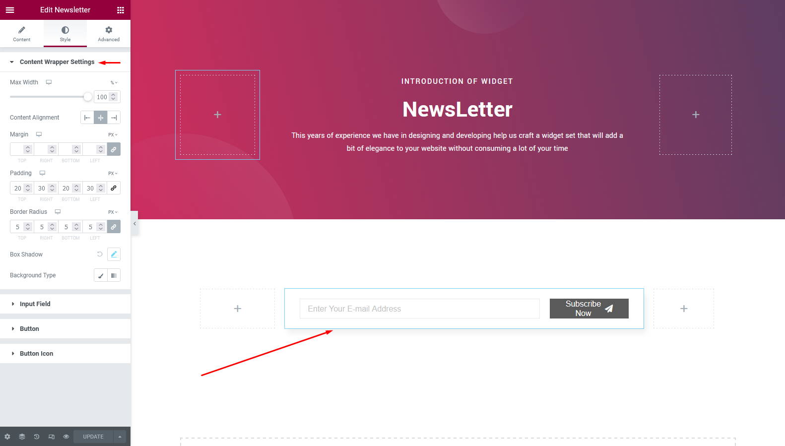 How To Use NewsLetter Widget Of EnterAddons - Enter Addons