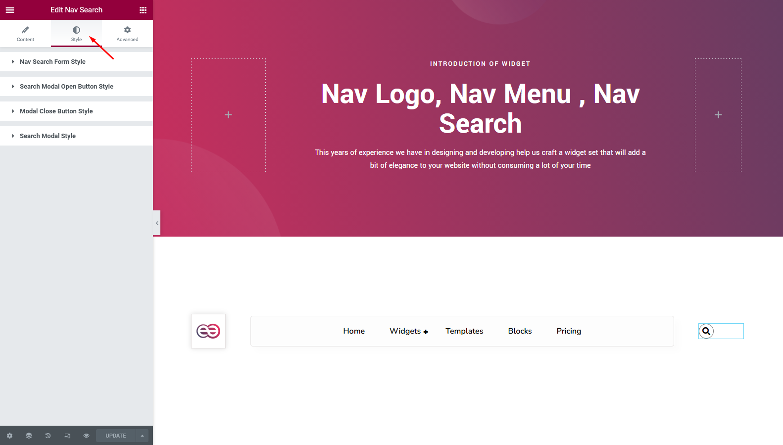 How To Use Nav Menu, Nav Logo and Nav Search Widget Of EnterAddons ...