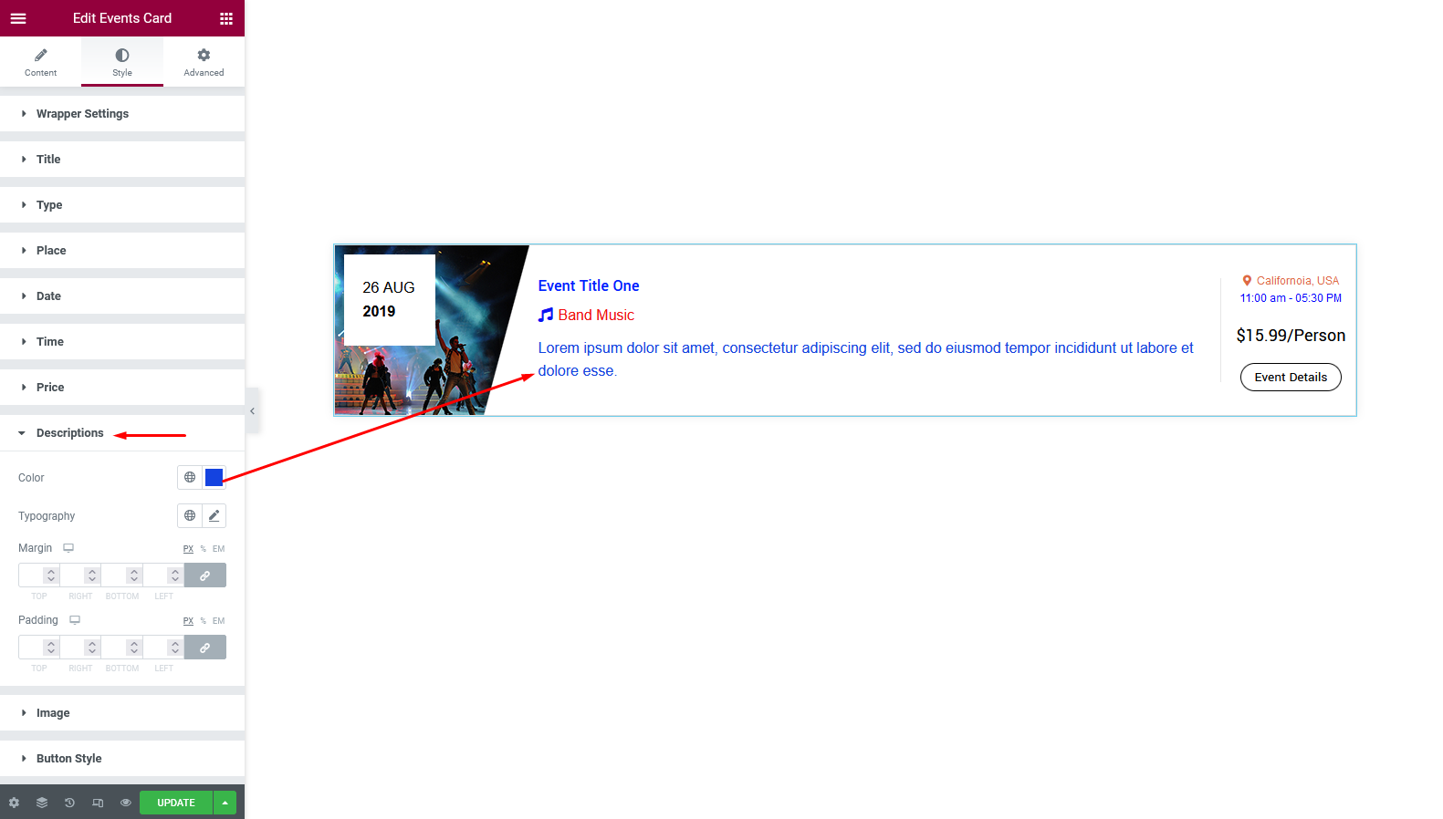 How To Use Events Card Widget Of EnterAddons - Enter Addons