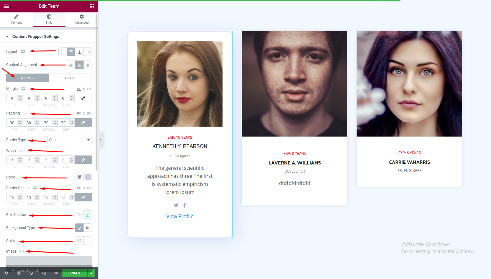 Team Widget - How To Use Team Widget Of Enter Addons - Enter Addons