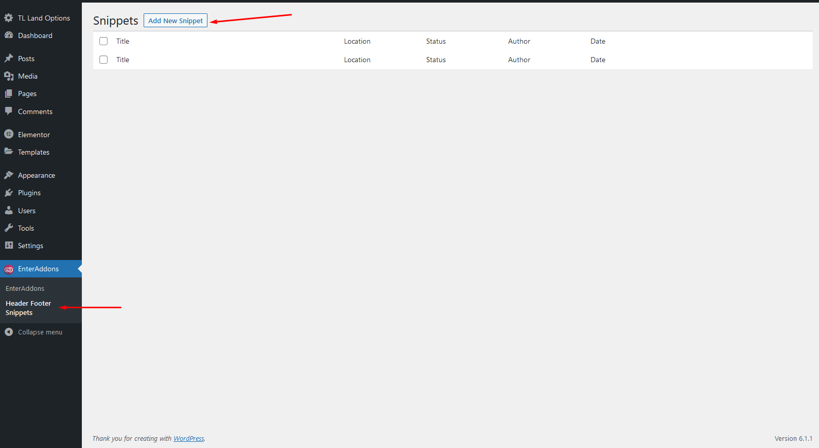 How to use Header and Footer Snippets - Enter Addons