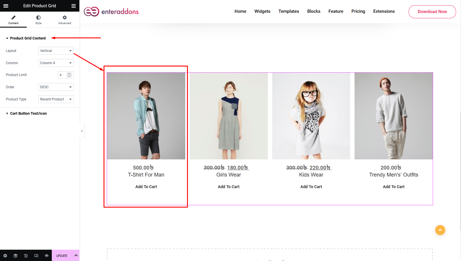 How To Use Product Grid Widget Of Enter Addons Enter Addons 