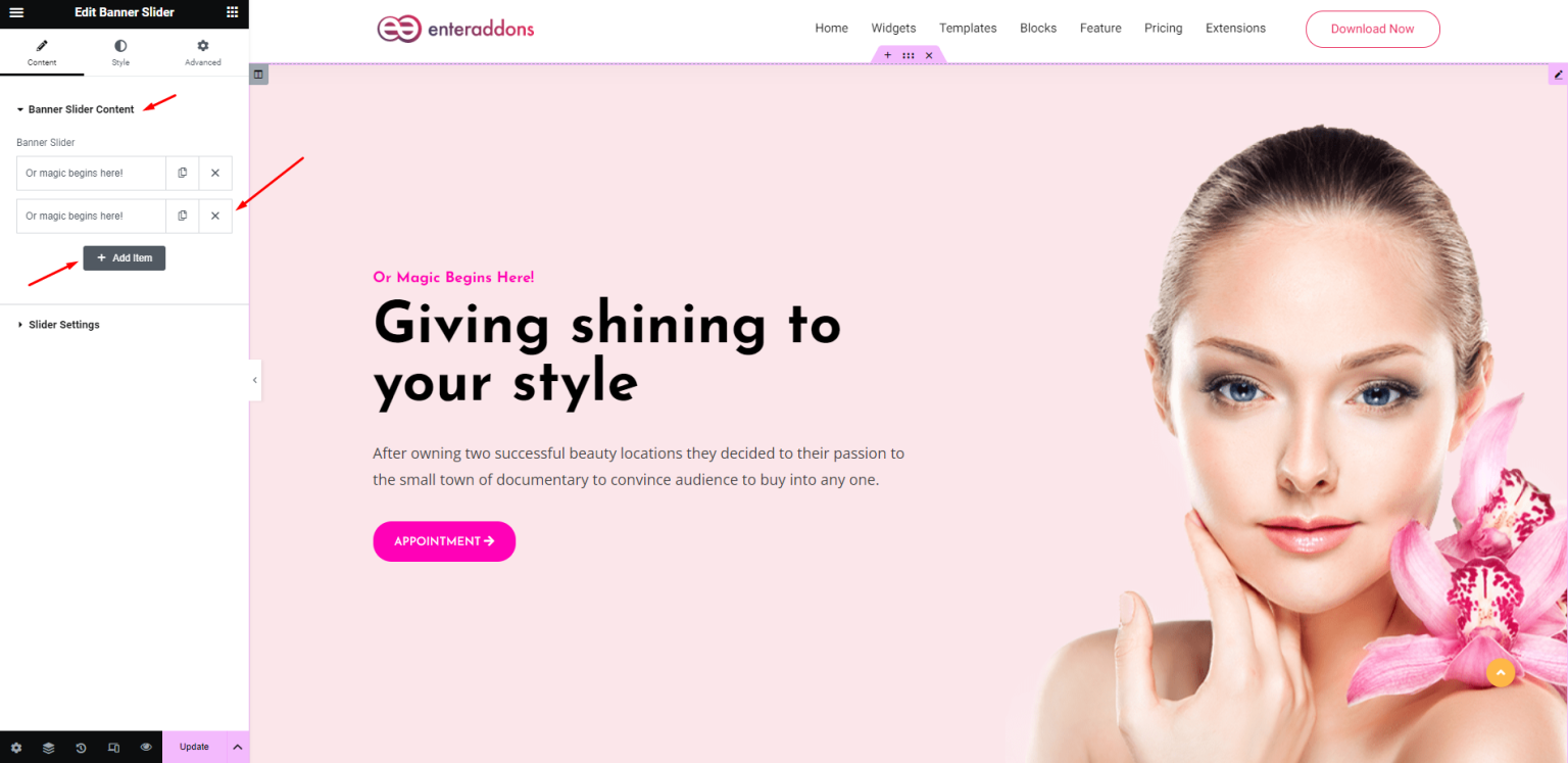 How To Use Banner Slider Widget Of EnterAddons?