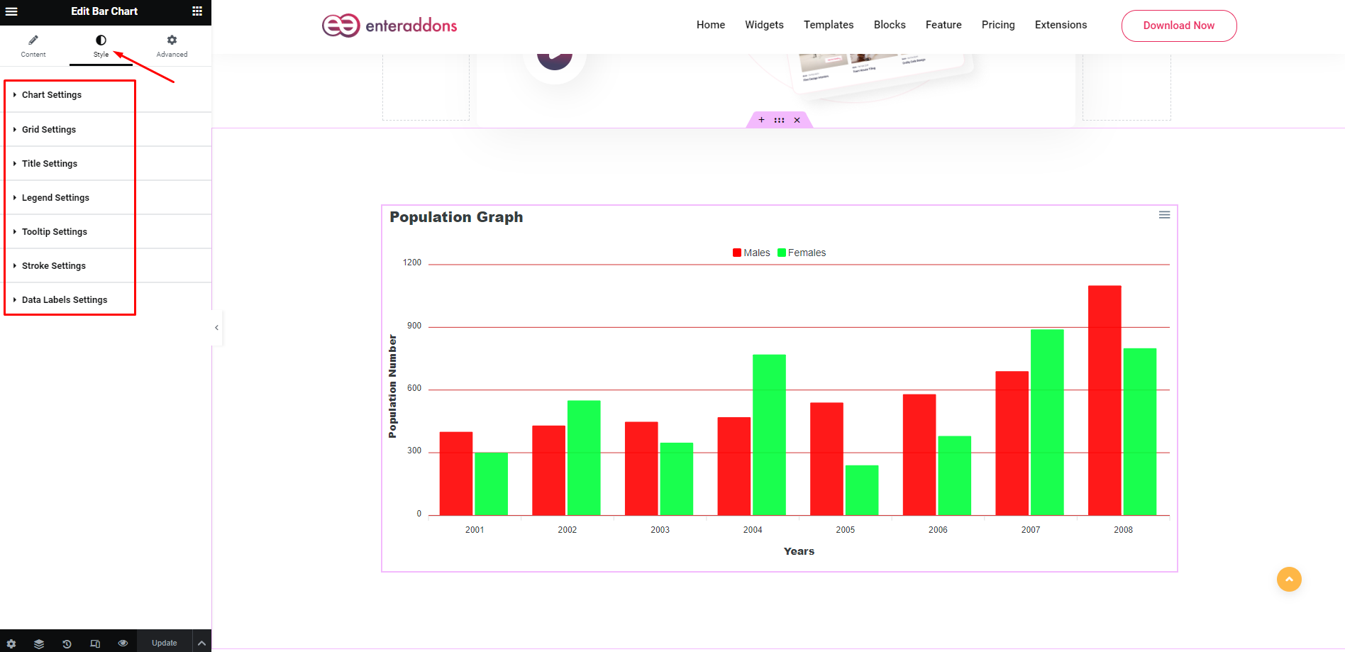 How To Use Bar Chart Widget Of Enter Addons Enter Addons
