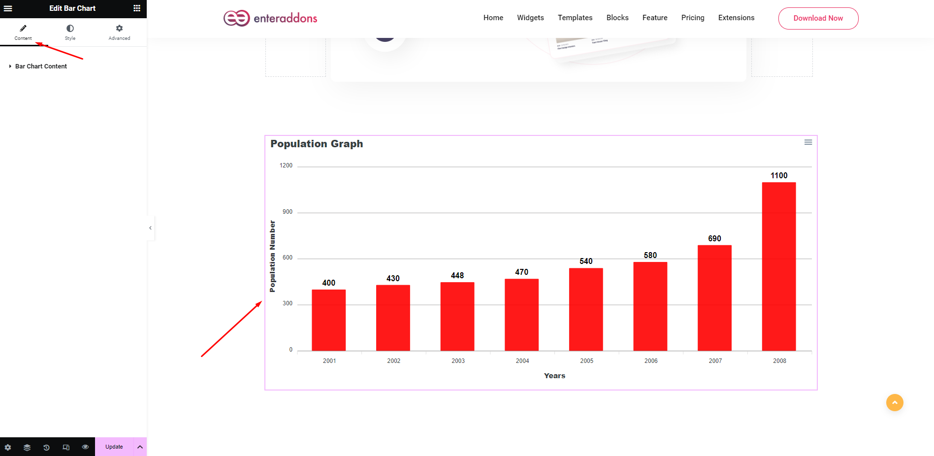 How To Use Bar Chart Widget Of Enter Addons?