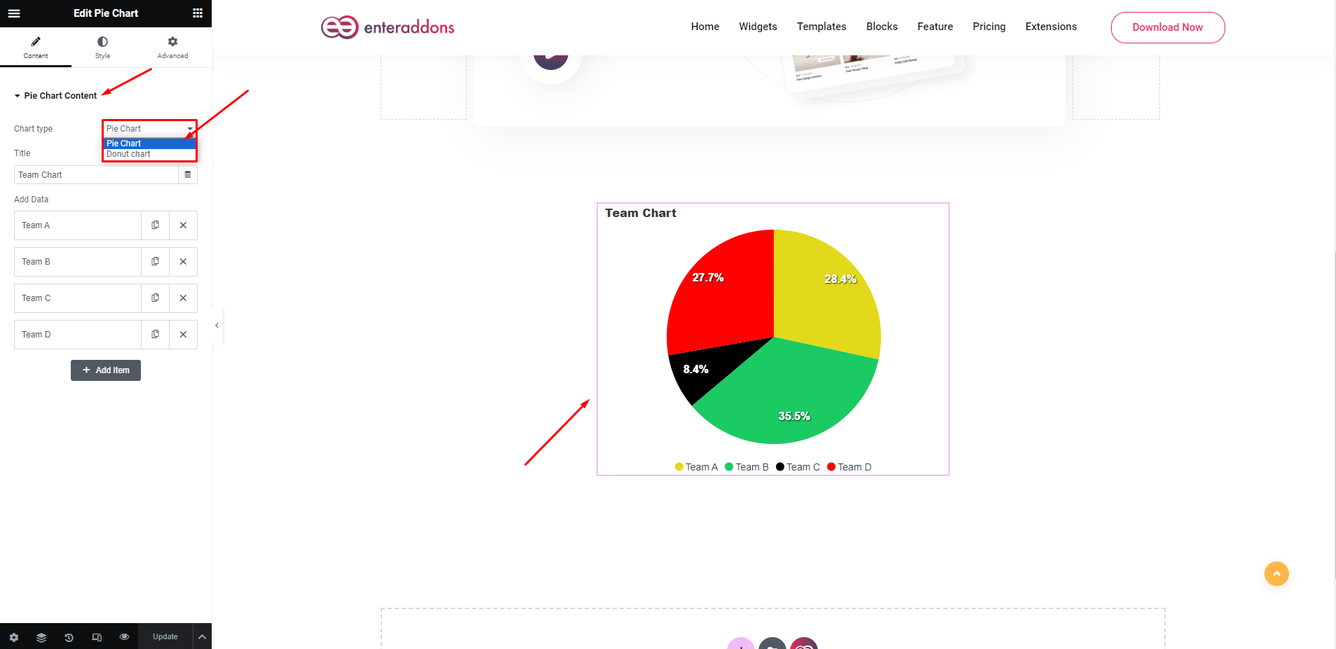 How To Use Pie Chart Widget Of EnterAddons?