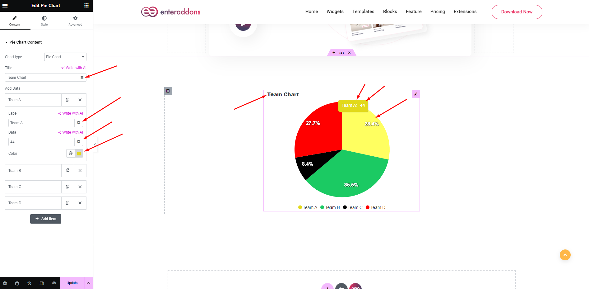 How To Use Pie Chart Widget Of Enter Addons Enter Addons