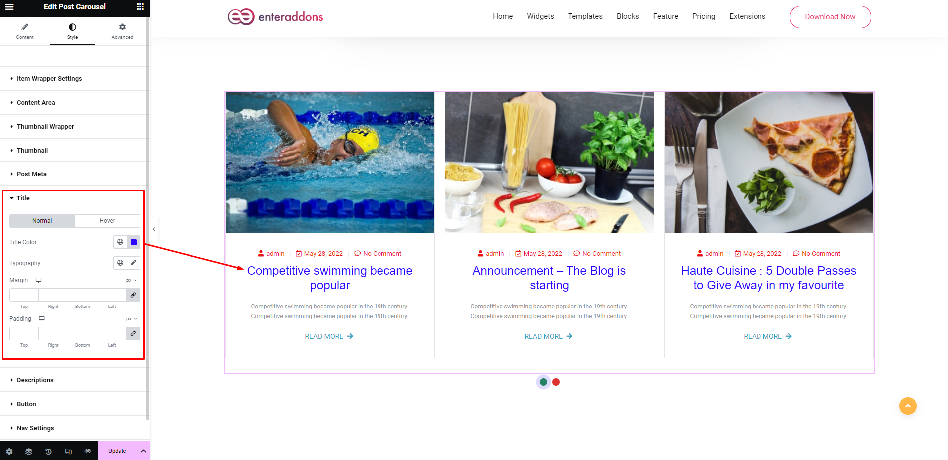 How To Use Post Carousel Widget Of EnterAddons?