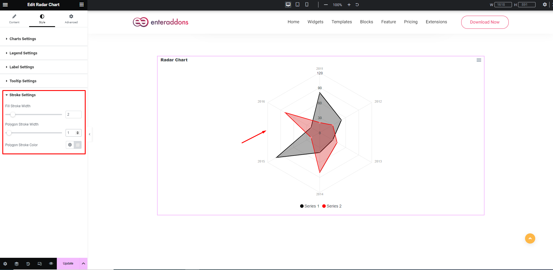 How To Use Radar Chart Widget Of EnterAddons?