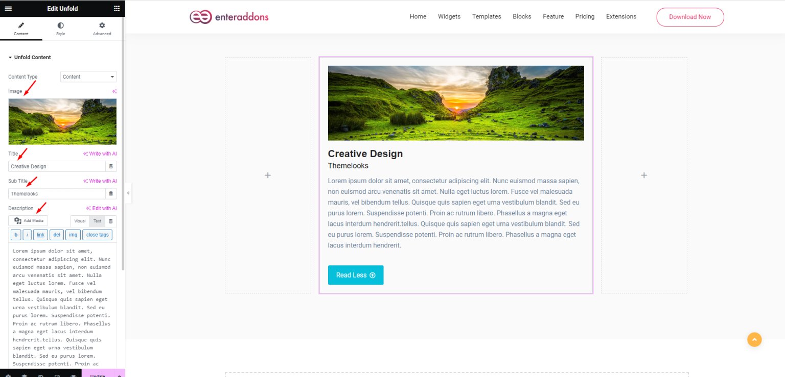 How To Use Unfold Widget Of EnterAddons?