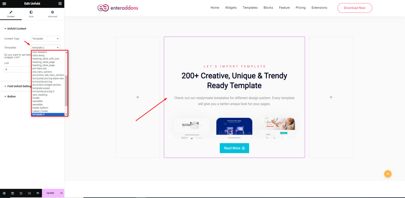 How To Use Unfold Widget Of EnterAddons?
