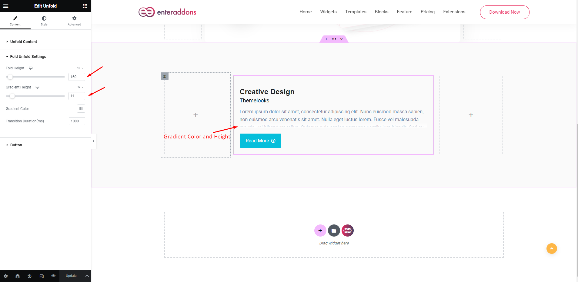 How To Use Unfold Widget Of EnterAddons?