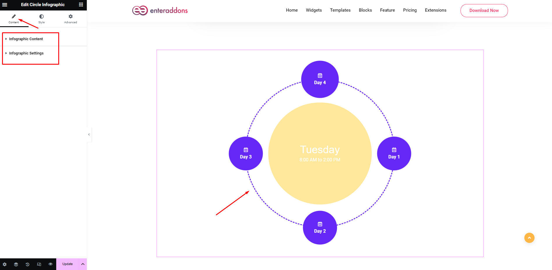 How To Use Circle Info Graphics Widget Of Enter Addons Enter Addons