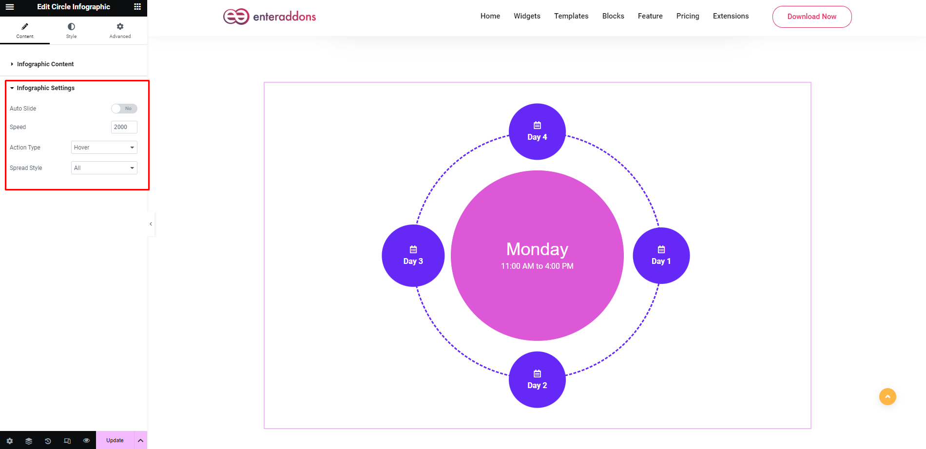 How To Use Circle InfoGraphics Widget Of Enter Addons - Enter Addons