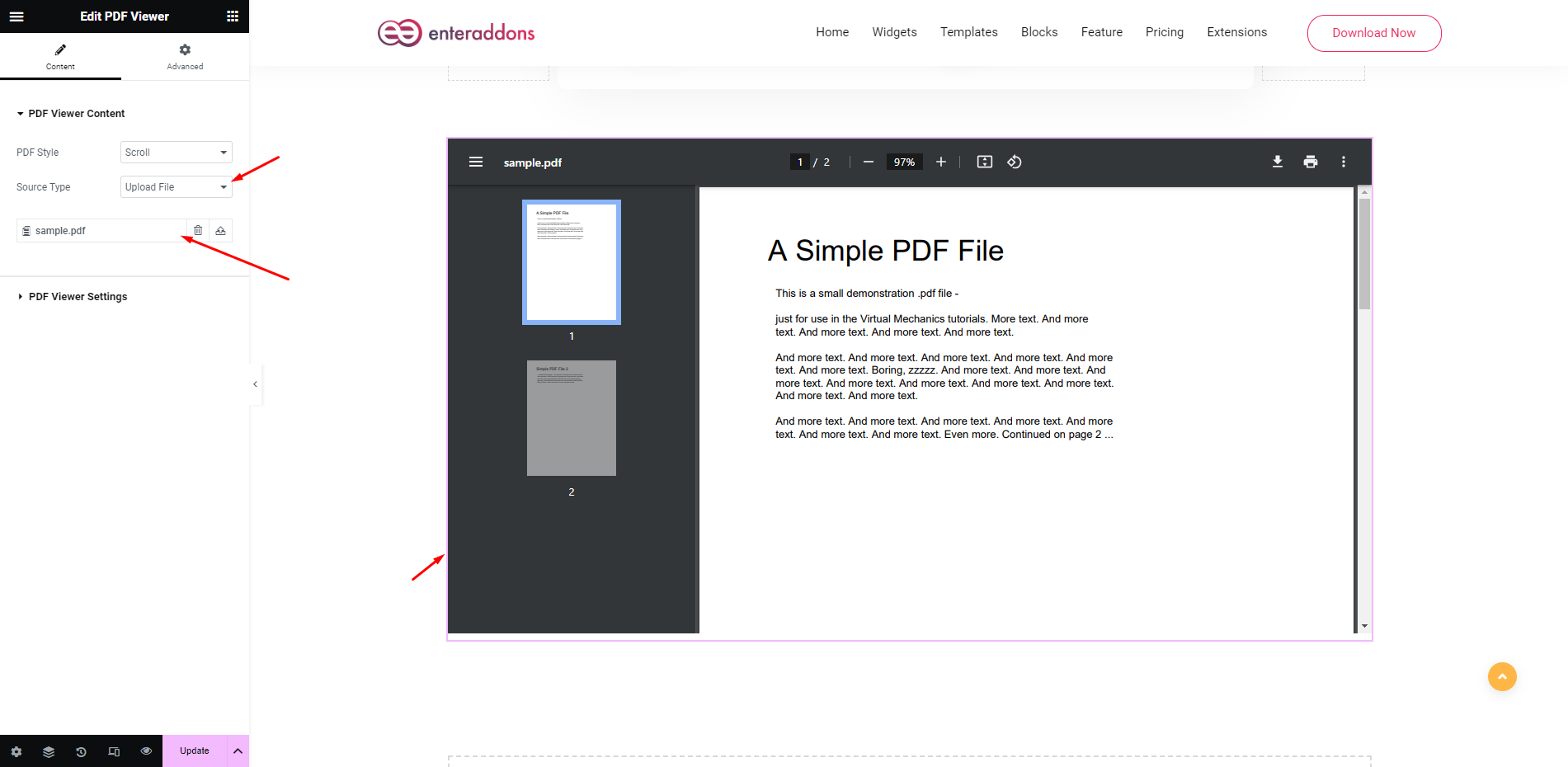 How To Use PDF Viewer Widget Of Enter Addons? - Enter Addons